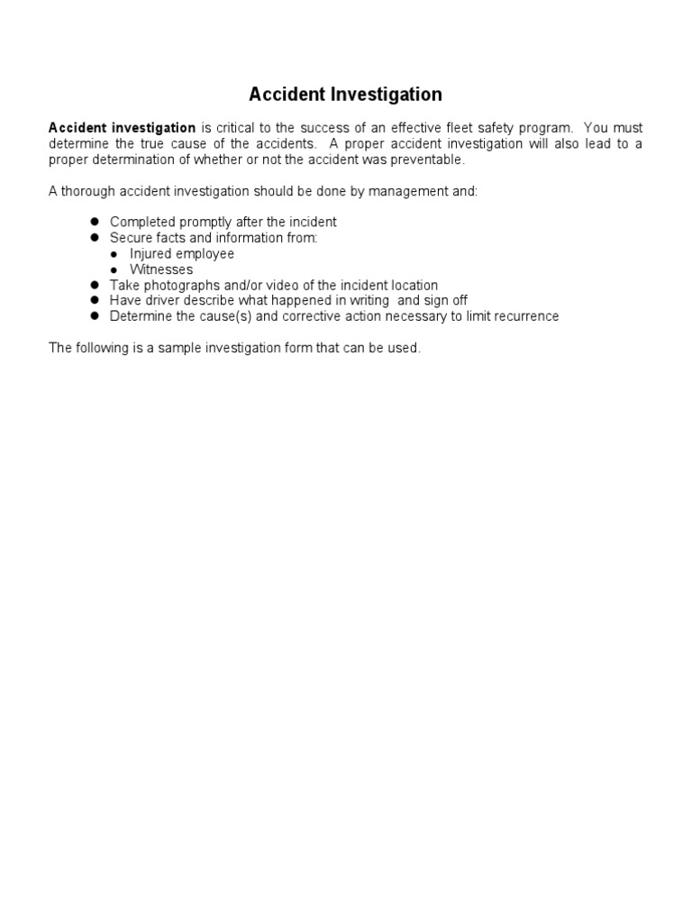 Vehicle Accident Investigation Report | PDF | Traffic Collision | Driving