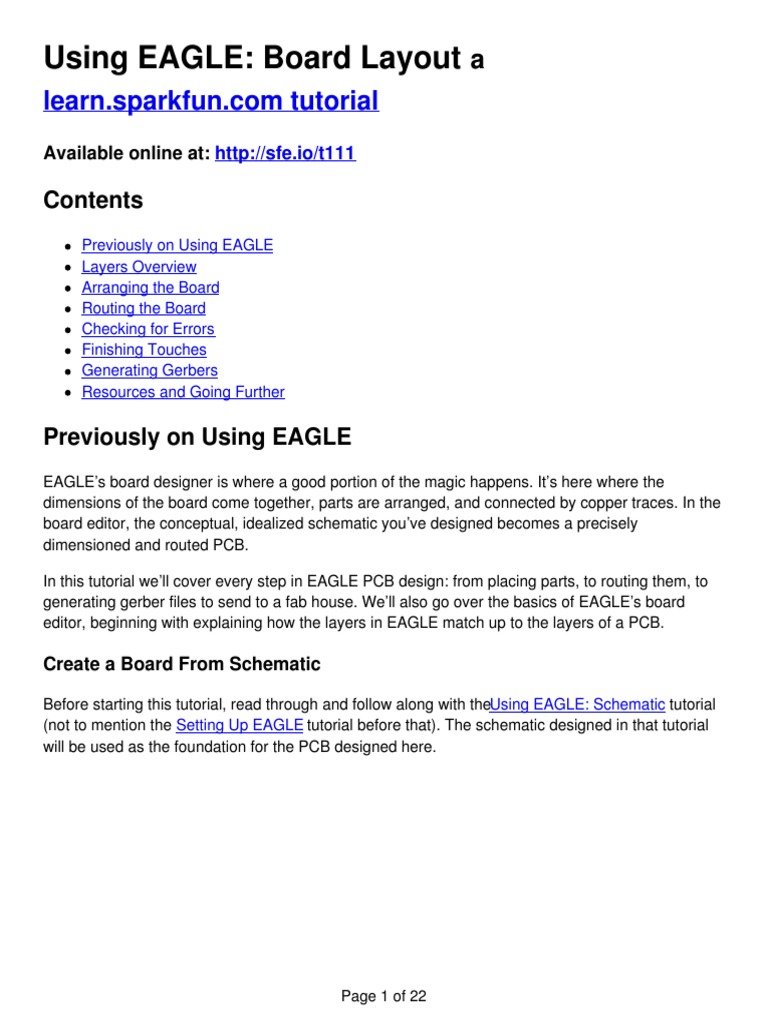 Using EAGLE: Board Layout: Available Online at | PDF | Printed Circuit ...
