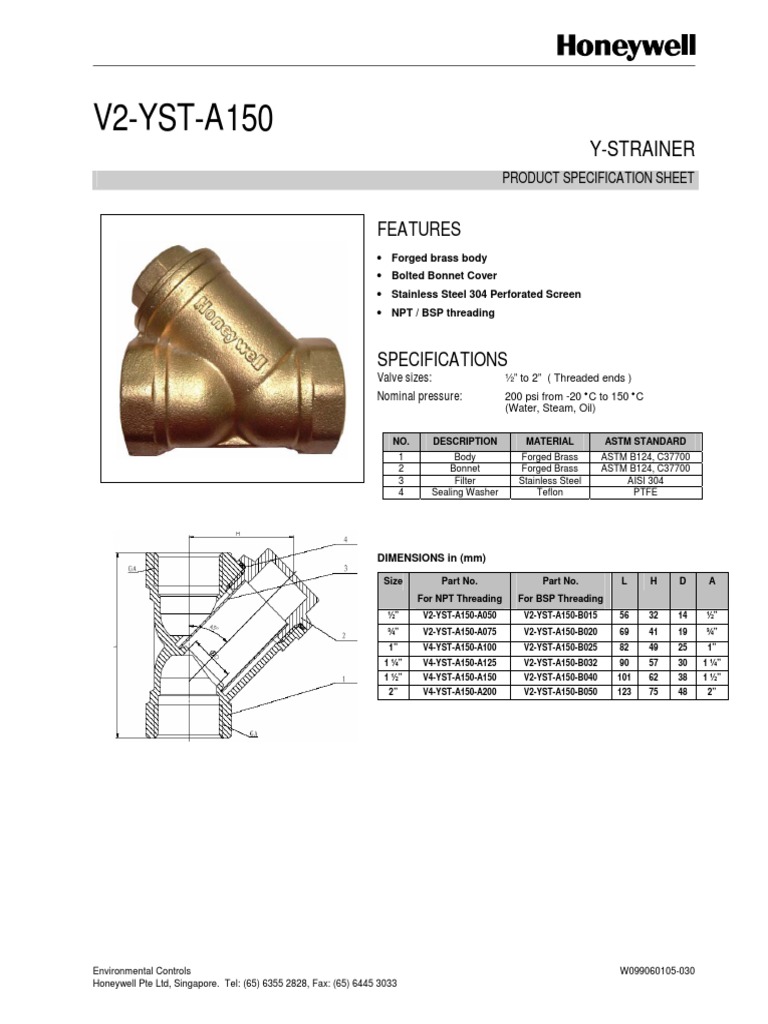 Honeywell YStrainerV2 YST A150 | PDF | Gas Technologies | Building ...