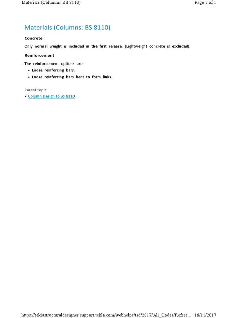 Materials (Columns BS 8110) | PDF
