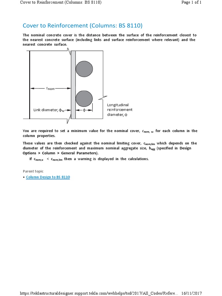 Cover To Reinforcement (Columns BS 8110) PDF | PDF