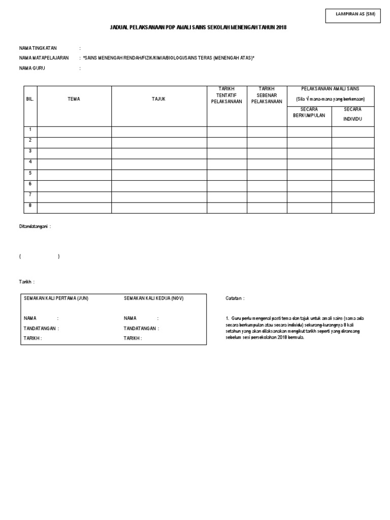Borang Amali Sains | PDF