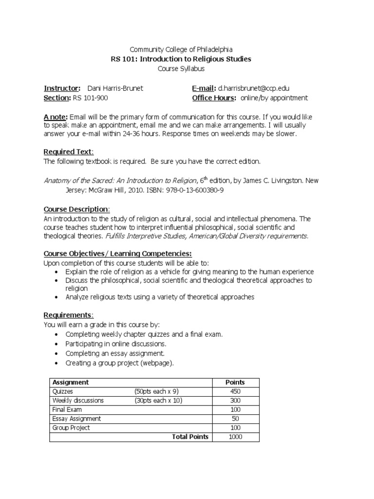 RS 101 Syllabus SP14 PDF | PDF | Academic Integrity | Test (Assessment)