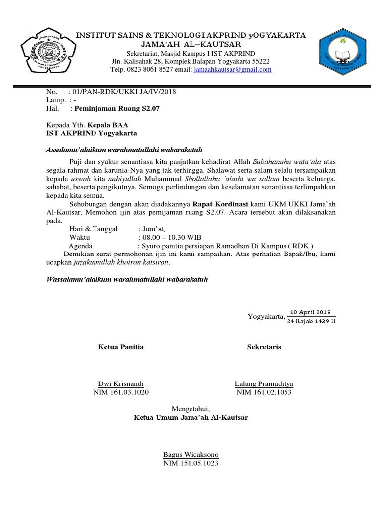 Surat Pinjam Kelas | PDF