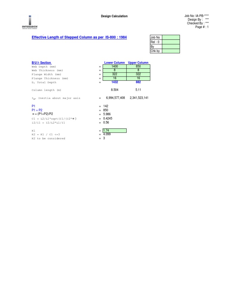Effective Length of Stepped Column | PDF