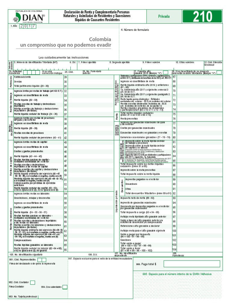 Anexo Formulario 210 | PDF | Impuesto sobre la renta | Pagos