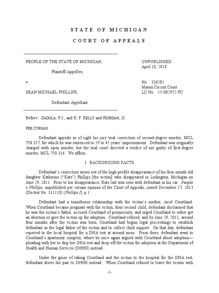 State of Michigan Phillips Appeal | PDF | Standard Of Review ...