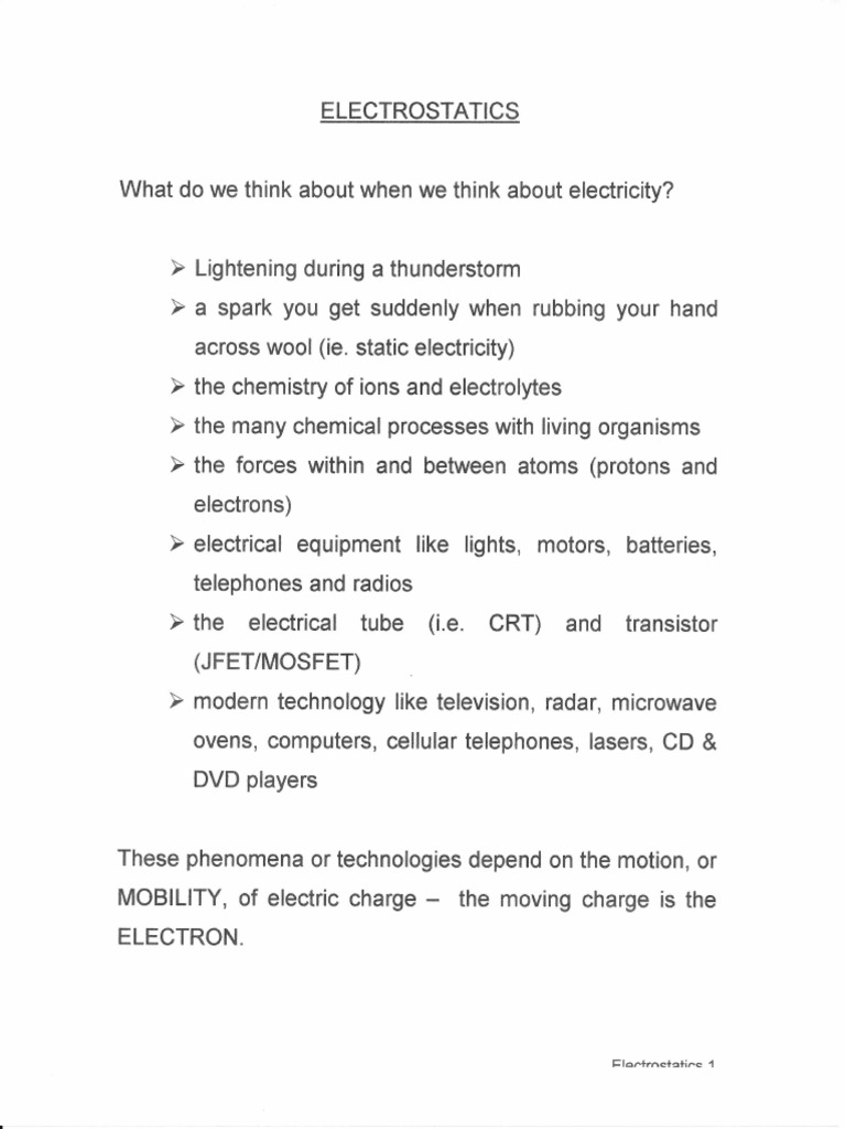 Electrostatics | PDF | Electric Charge | Electrostatics