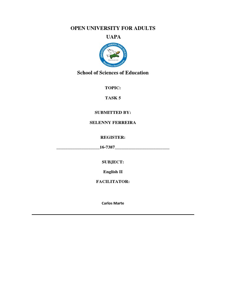 Tarea 5 Ingles 2 Uapa | PDF Tarea 5 Ingles 2 Uapa | PDF