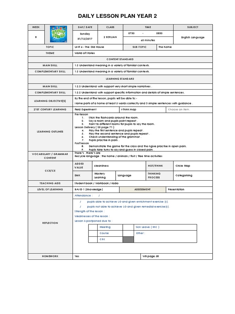 Week 8 - Unit 6 The Old House | PDF | Lesson Plan | Educational Assessment
