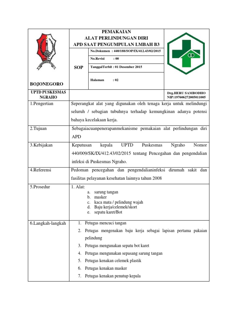 SOP Pemakain APD Saat Pengumpulan Limbah B3 | PDF
