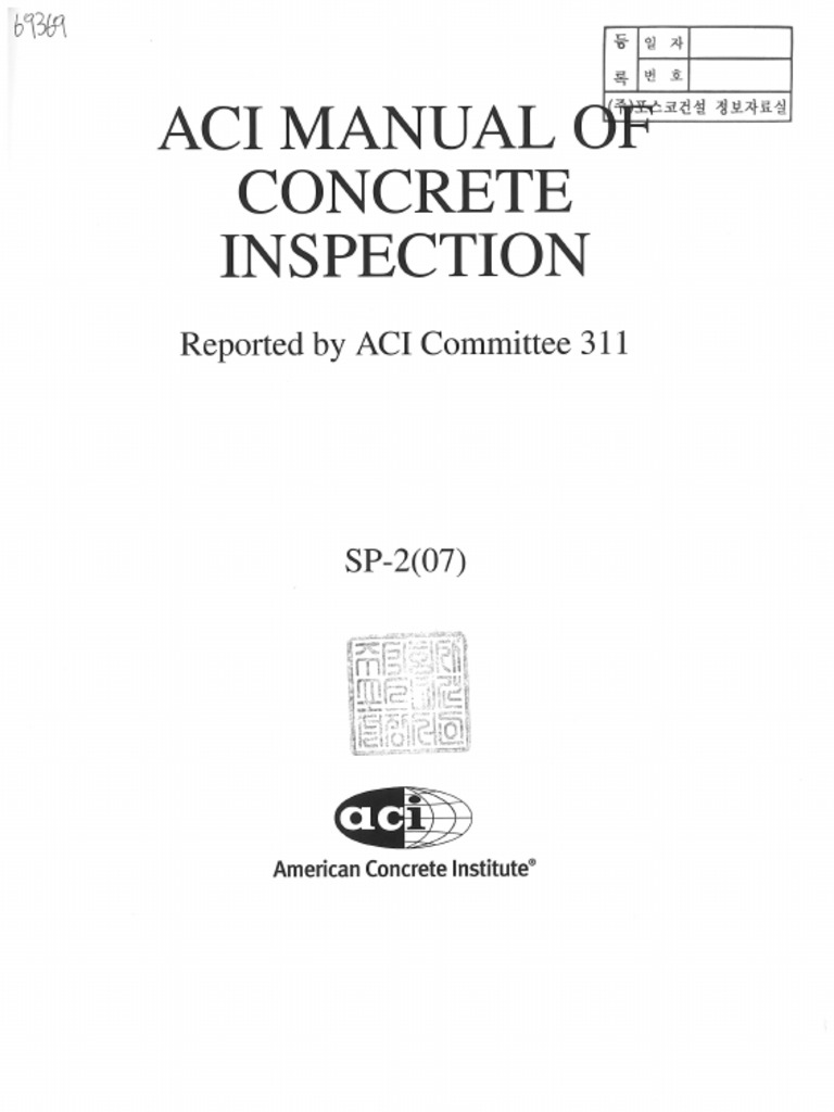 ACI Manual of Concrete Inspection PDF | PDF