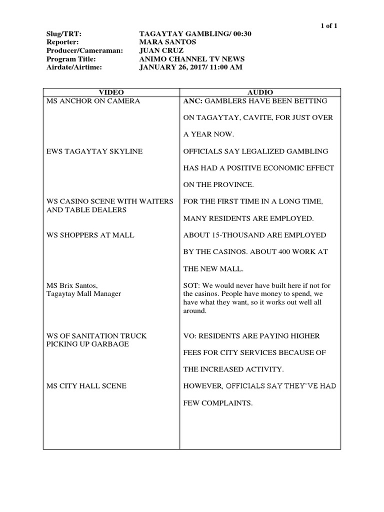 TV NVO-SOT Script Template | PDF