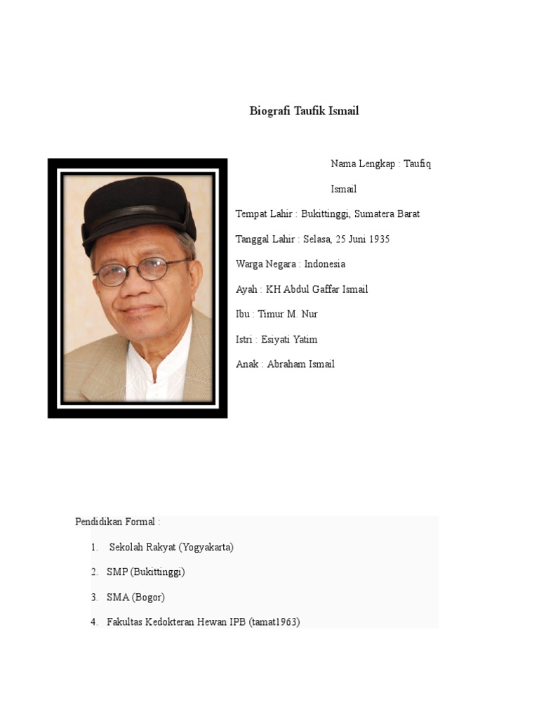 Biografi Taufik Ismail: Penyair Indonesia | PDF