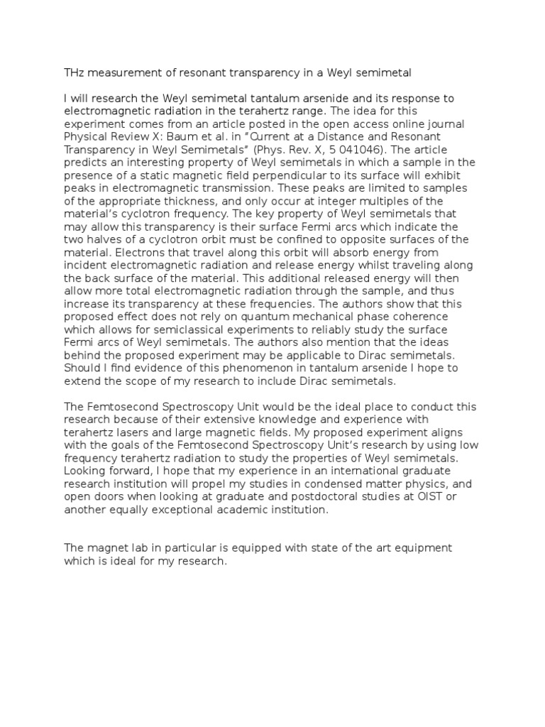 Research Statement | Download Free PDF | Terahertz Radiation ...