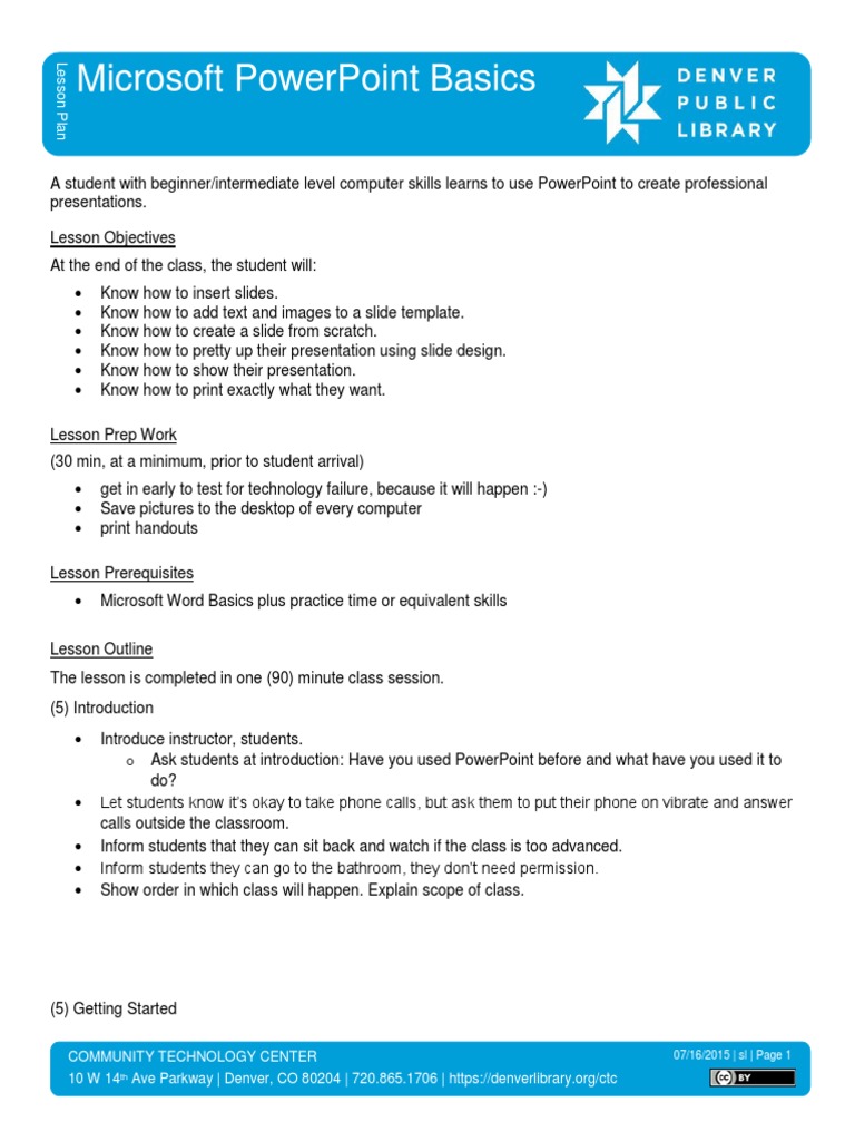 Microsoft PowerPoint - Basics Lesson Plan | PDF | Microsoft Power Point ...