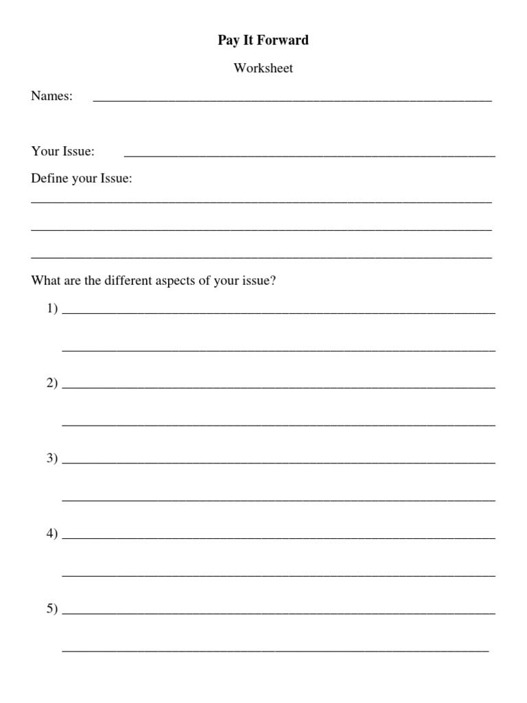 Pay It Forward Worksheet Template | PDF