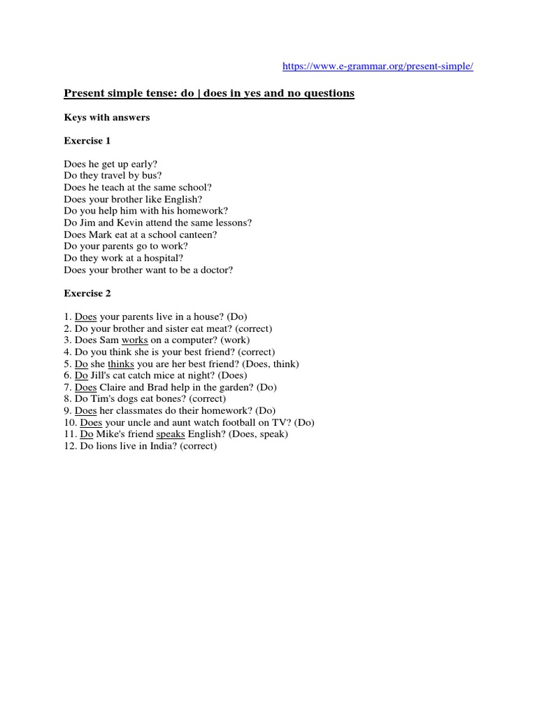 Present Simple Tense Questions: Forming Yes/No Interrogatives with Do ...