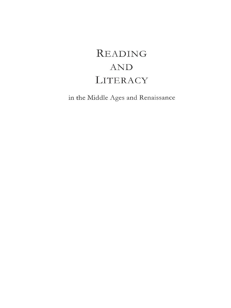 Reading and Literacy in The Middle Ages and Renaissance | PDF ...