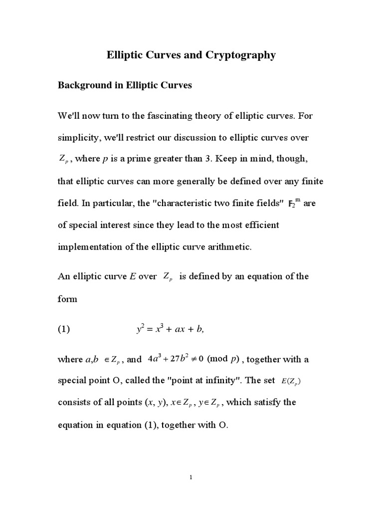 Lecture 15 - Elliptic Curves II | Download Free PDF | Key (Cryptography ...