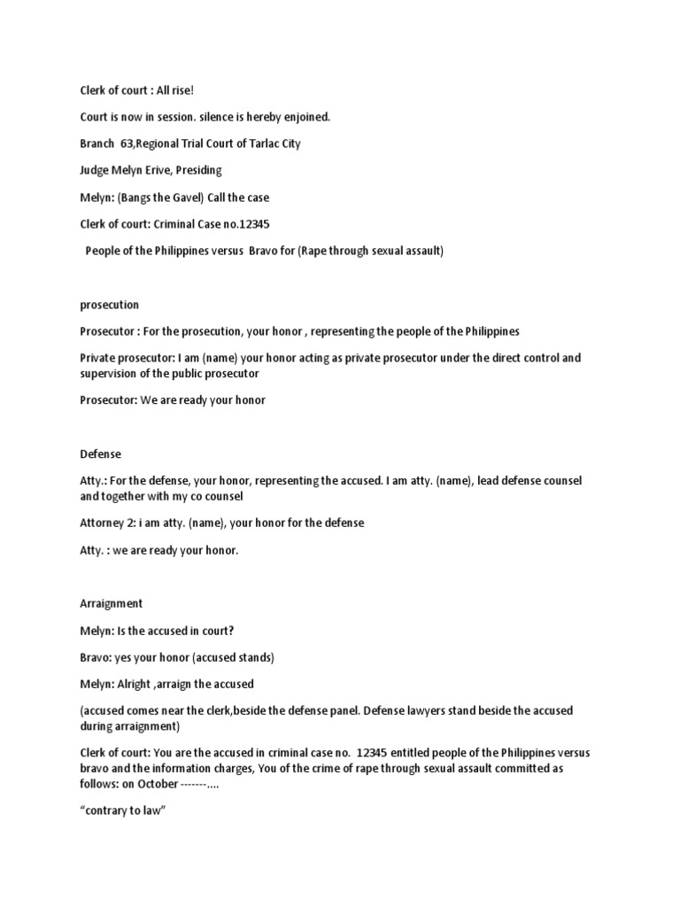 Court Script PDF | PDF | Plea | Arraignment