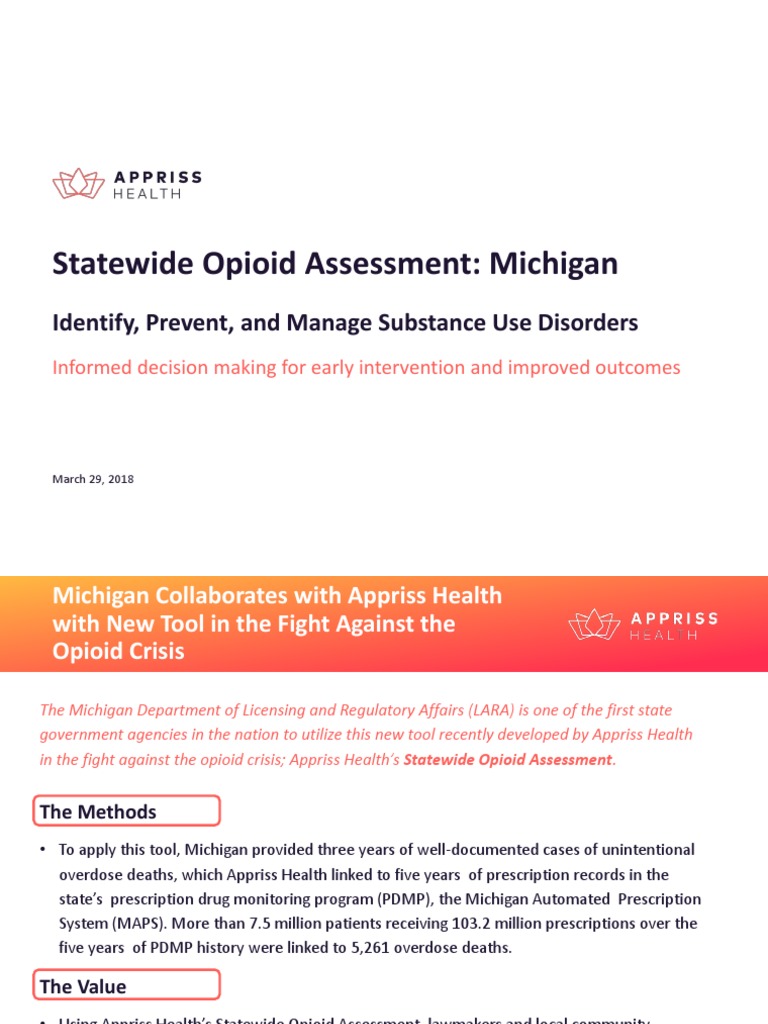 Statewide Opioid Assessment: Michigan: Identify, Prevent, and Manage ...