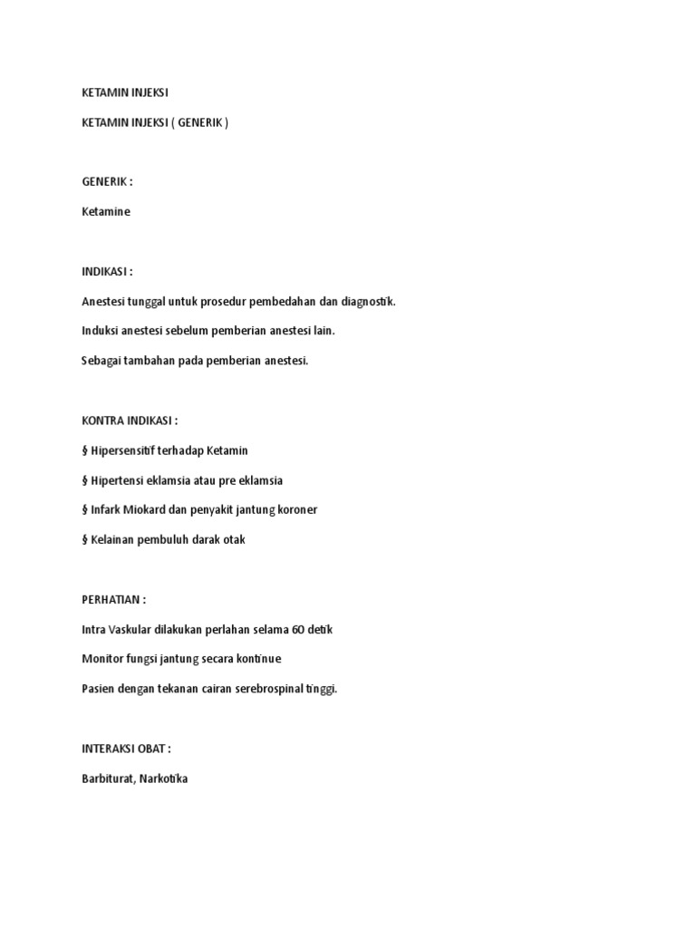 Ketamin Injeksi | PDF