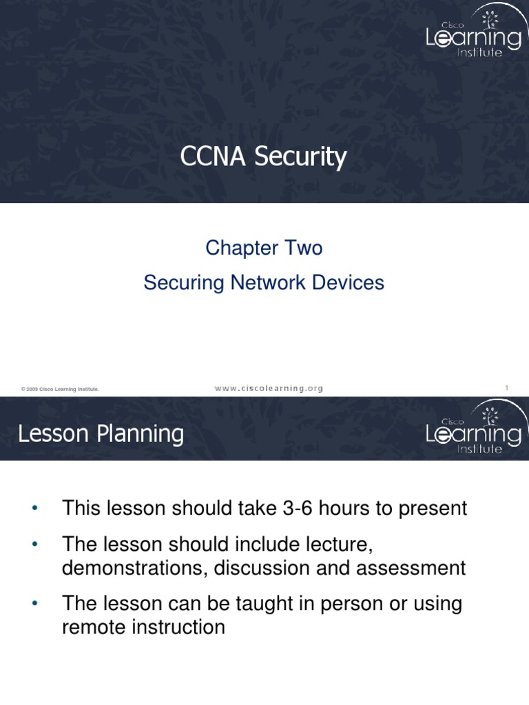 CCNA Security: Chapter Two Securing Network Devices | PDF | Password | Computer Network