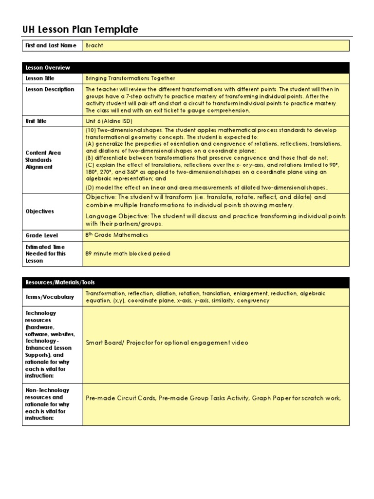 Pop Cycle 1 Lesson Plan Final | PDF | Cartesian Coordinate System | Shape