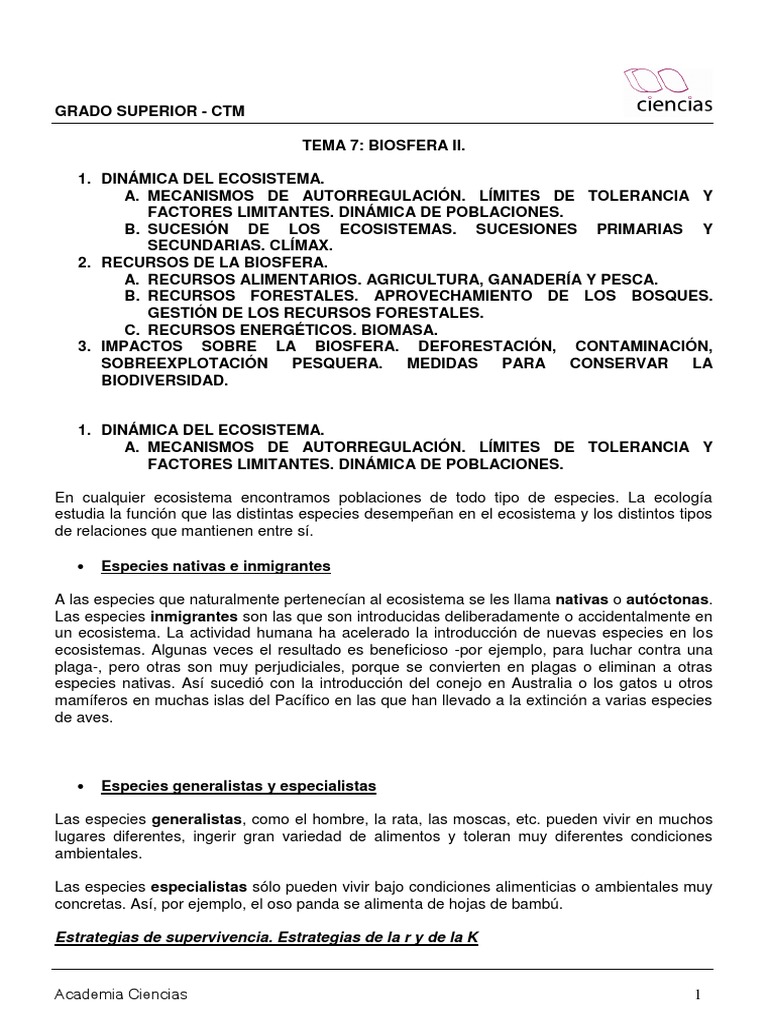 Tema7 - Grado Superior-Ctm - Biosfera (II) - 17-18 | PDF | Los bosques | Agricultura