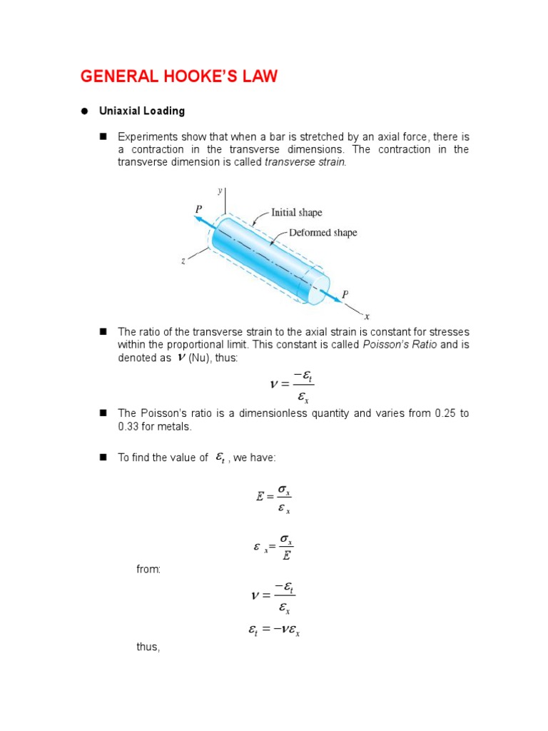 General Hooke's Law | PDF | Deformation (Mechanics) | Young's Modulus