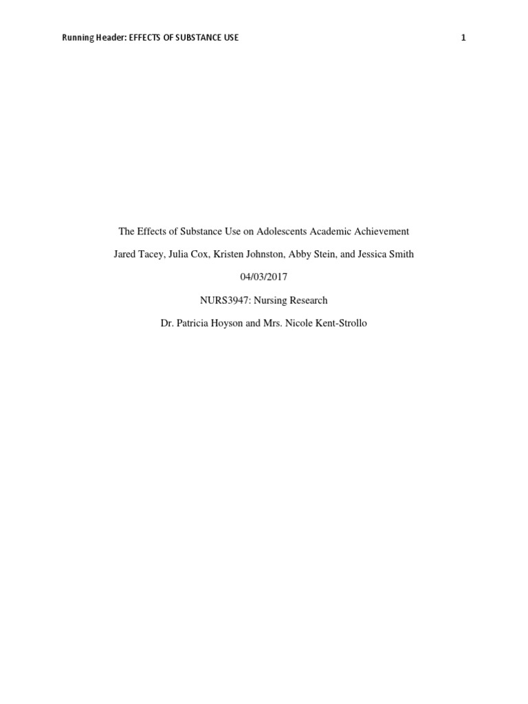 Final Draft Research Paper | PDF | Substance Abuse | High School Dropouts