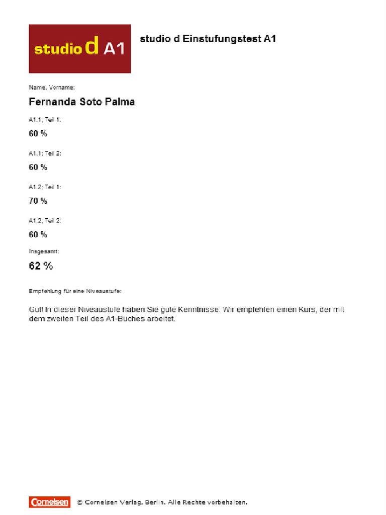 Studio D Einstufungstest A1 | PDF