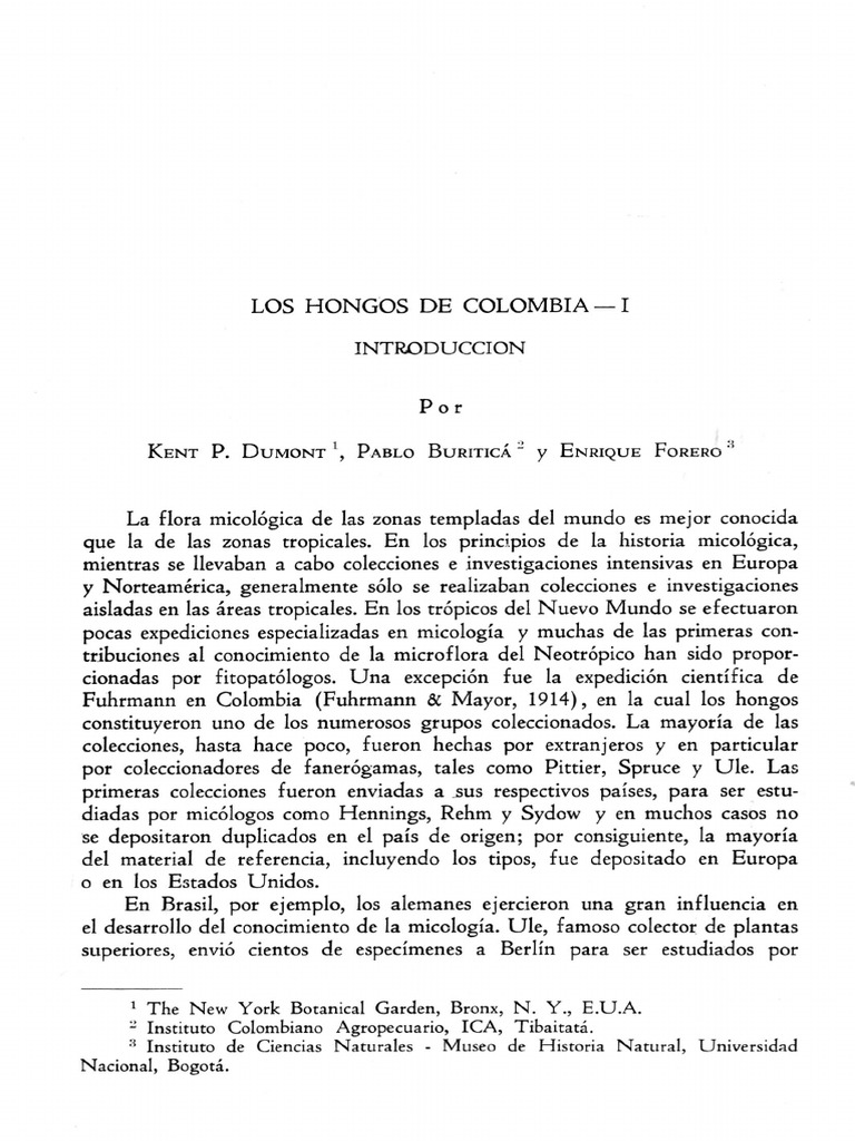 Hongos de Colombia I Kent P. Dumont, Pablo Buriticá, Enrique Forero | PDF | Colombia | Science
