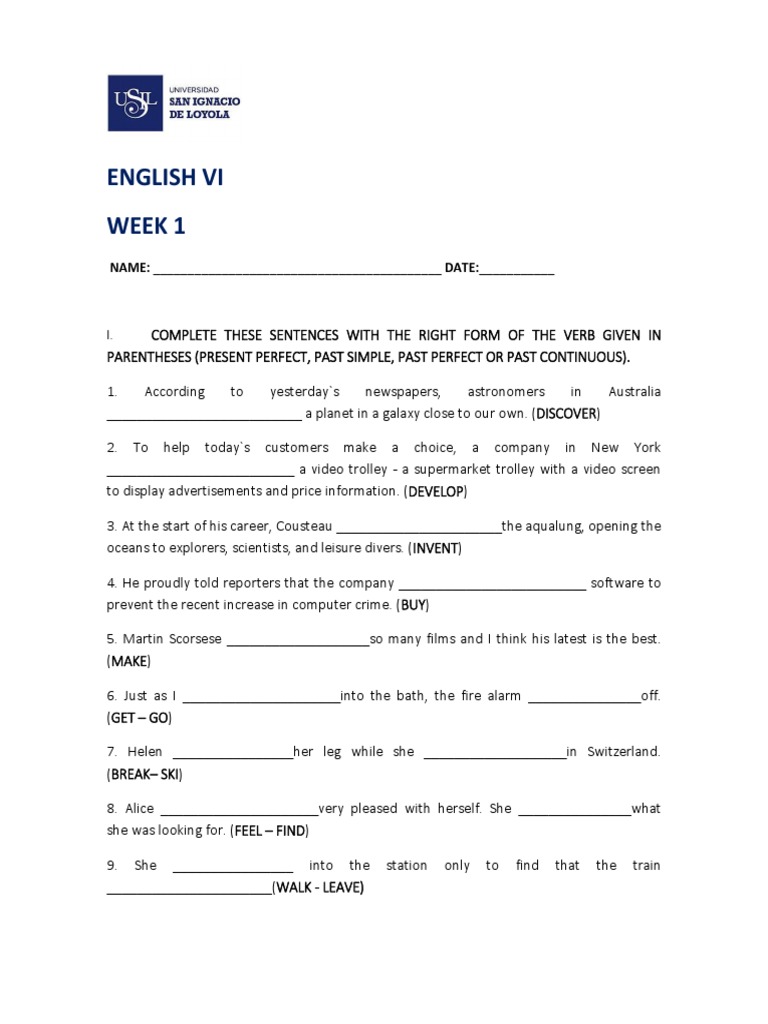 Worksheet Week 1 PDF | PDF | Grammar | Syntax