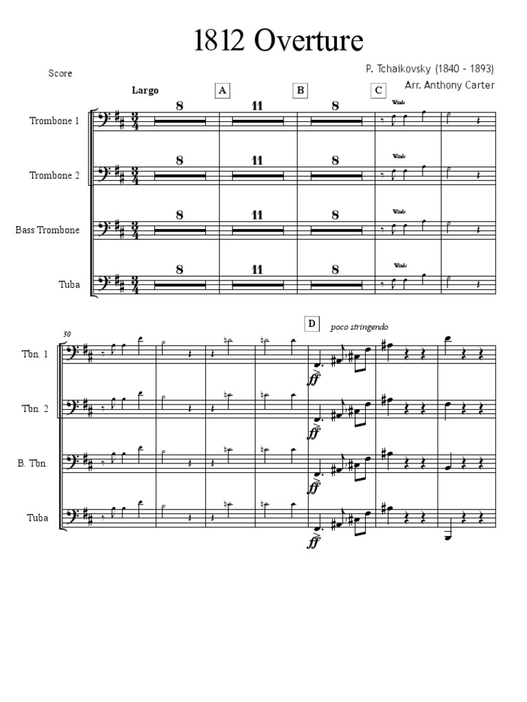 1812 Overture - Low Brass Score | PDF | Musical Forms | Musical Instruments