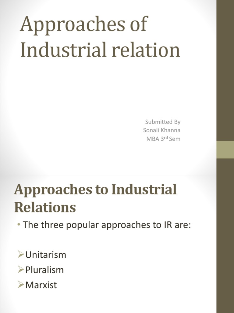 Approaches of Industrial Relation | PDF