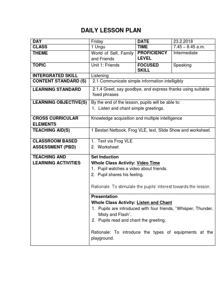 Daily Lesson Plan | PDF | Lesson Plan | Teaching