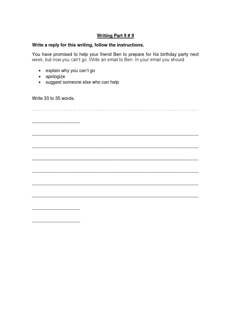 KET Writing Part 9 No 9 | PDF