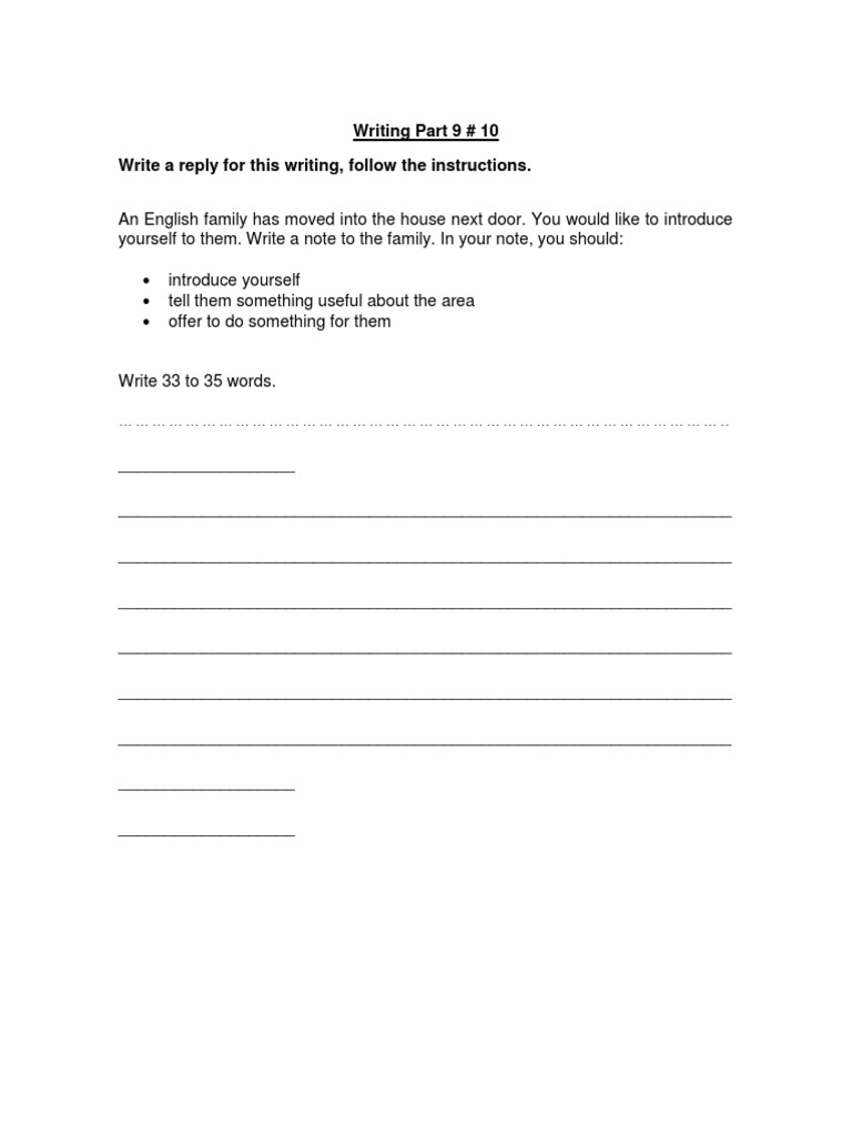 KET Writing Part 9 No 10 | PDF