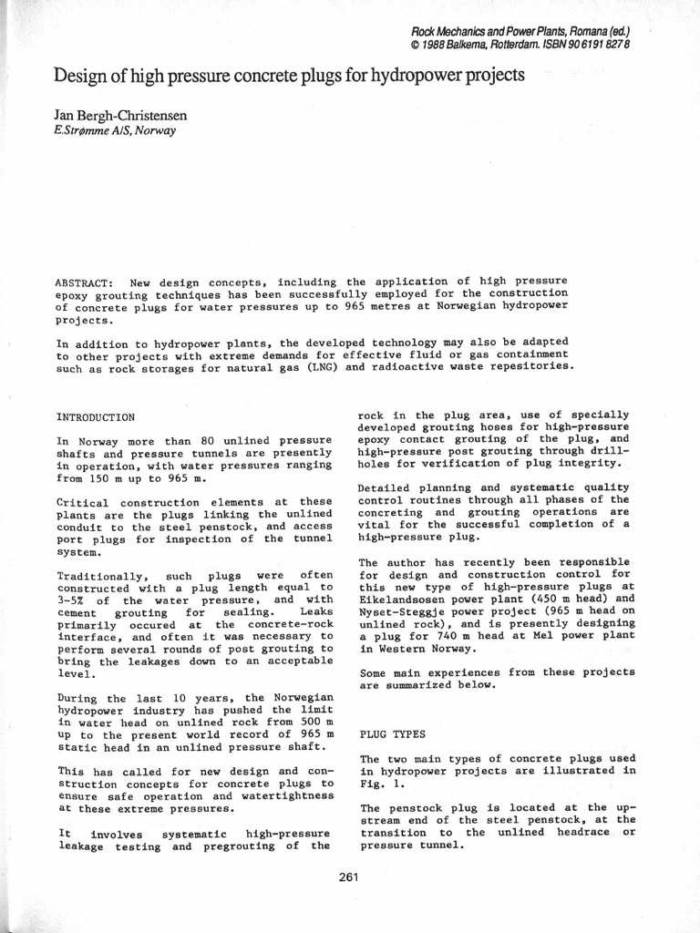 High-Pressure Concrete Plugs for Hydropower | PDF | Tunnel | Concrete