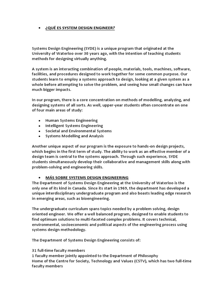 Systems Design Engineering | PDF | Systems Engineering | Engineering