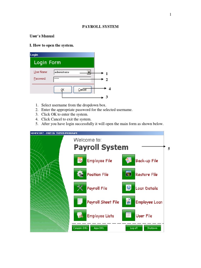 Payroll System User's Manual I. How To Open The System | PDF | Backup ...
