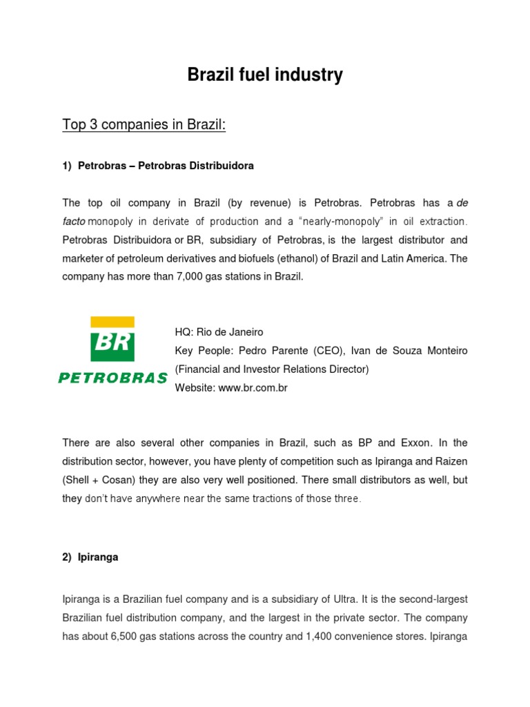 Brazil Fuel Industry: Top 3 Companies in Brazil | PDF | Brazil | Fuels