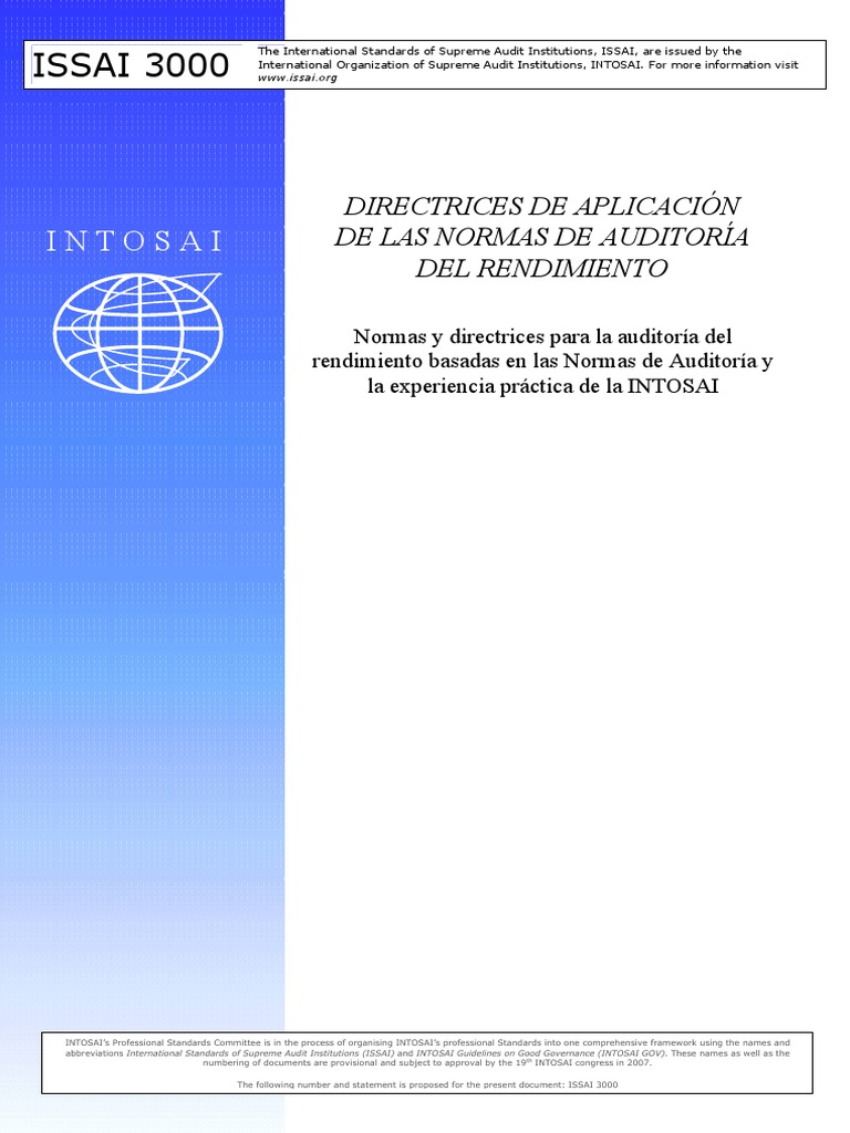 INTOSAI - Performance Audit Guidelines - ISSAI 3000 - 3100 (Español ...