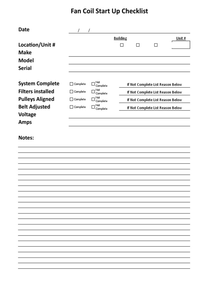 Fan Coil Start Up Checklist | PDF | Electrical Components ...