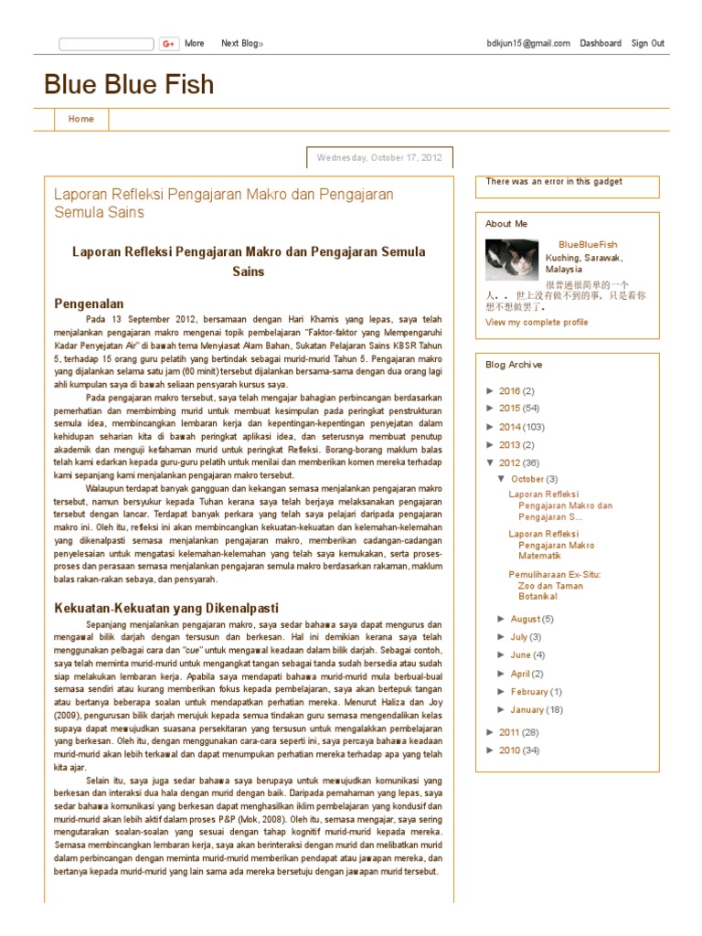Blue Blue Fish - Laporan Refleksi Pengajaran Makro Dan Pengajaran ...