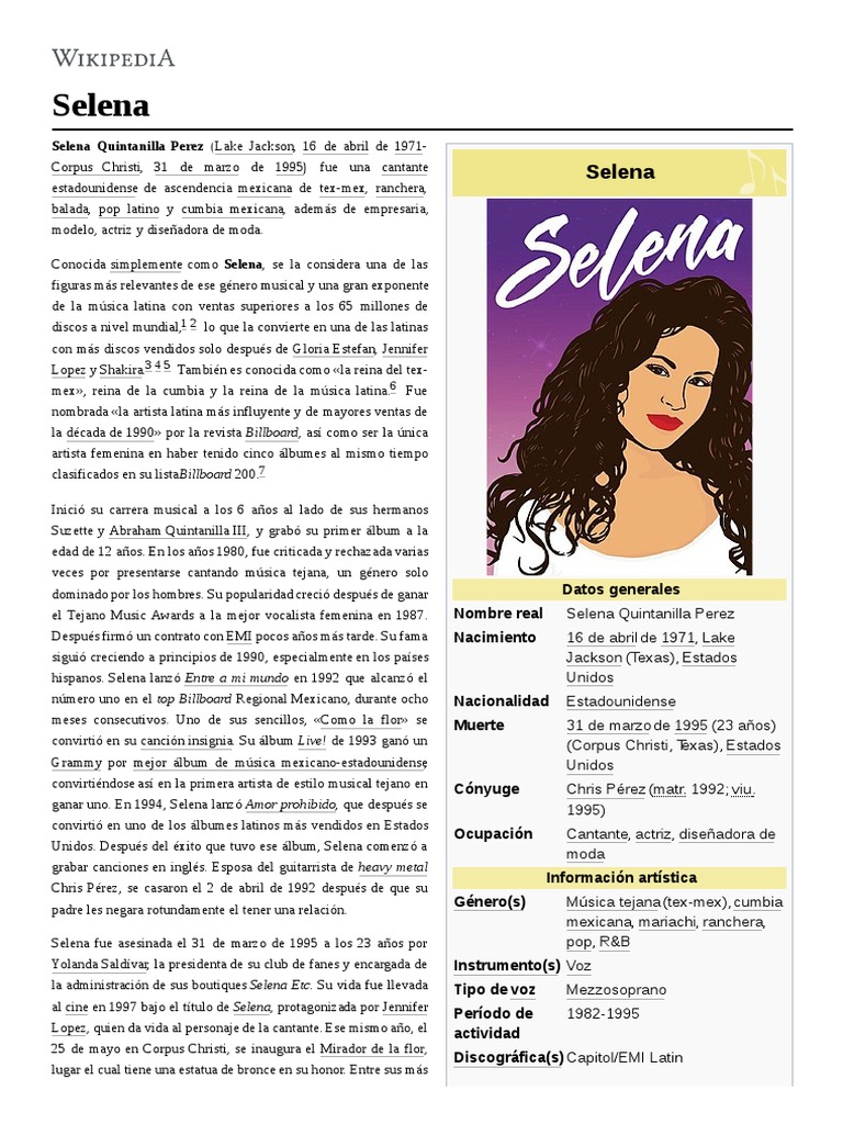 Selena Pdf Ocio Entretenimiento General