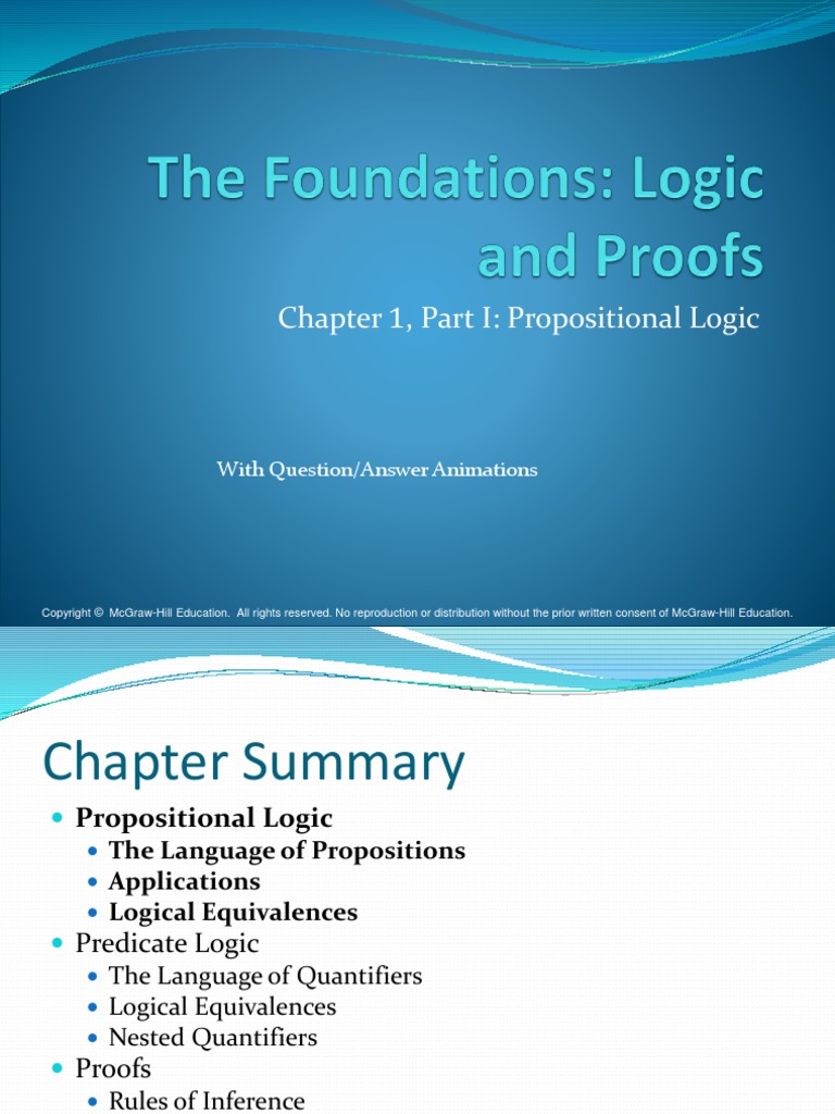 Chapter 1, Part I: Propositional Logic: With Question/Answer Animations | PDF | Contradiction ...