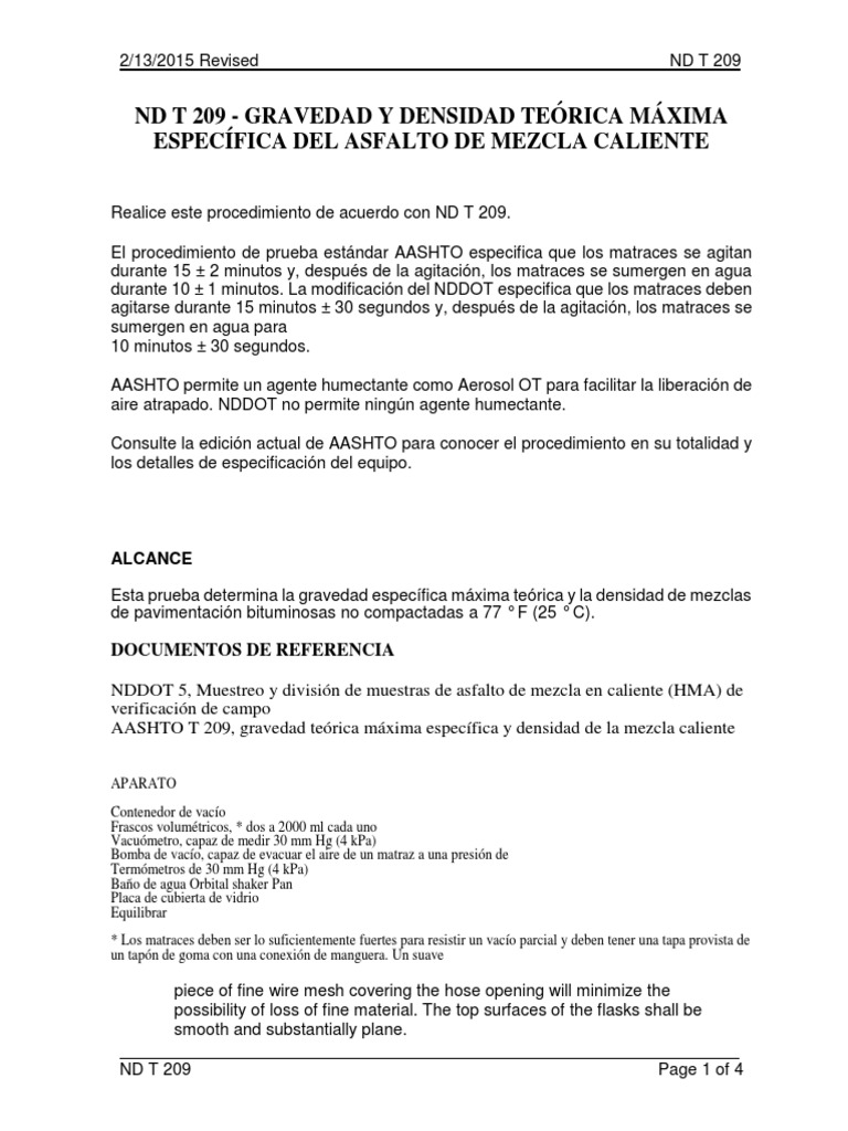 AASHTO - t209 | PDF | Vacío | Cantidad
